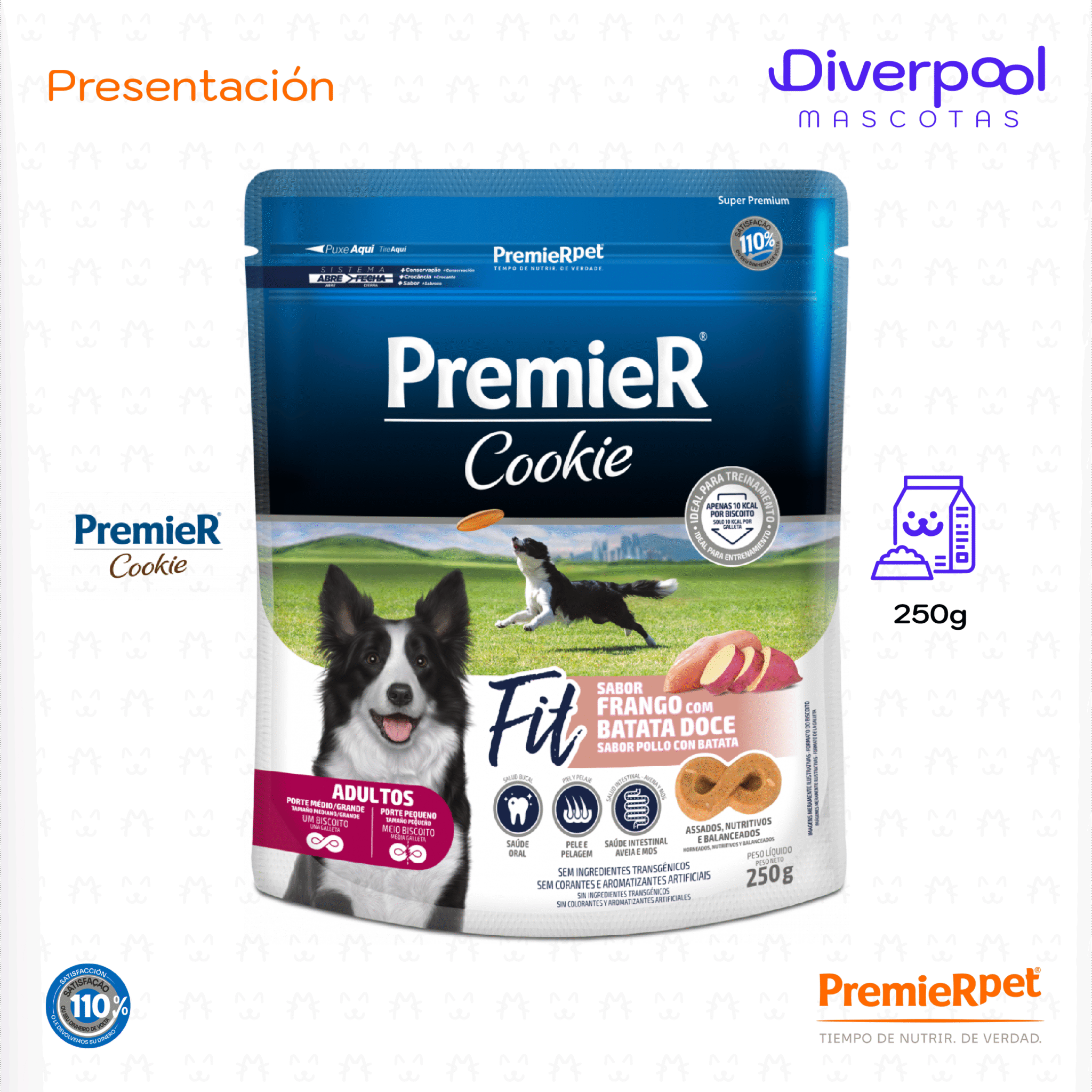 PREMIER Cookie Perros Adult Fit Pollo con Batata 250 gr - Diverpool